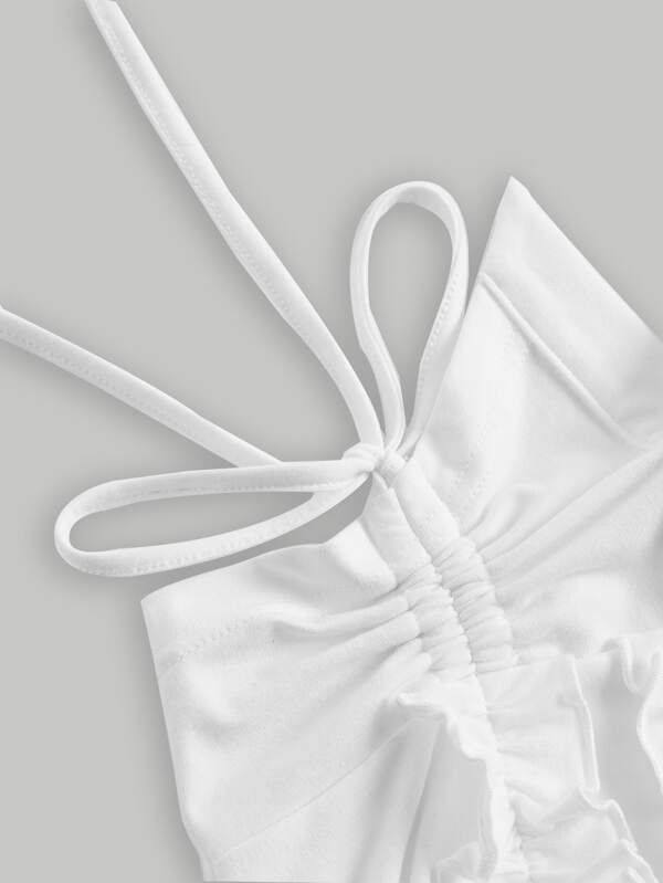 SHEIN MOD Button Front Drawstring Ruched Tube Top | SHEIN USA