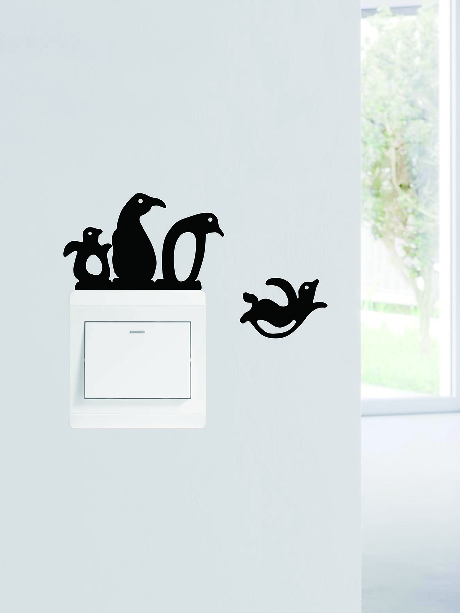 1pc PVC Switch Outlet Wall Sticker, Cute Cartoon Penguin Pattern Switch ...