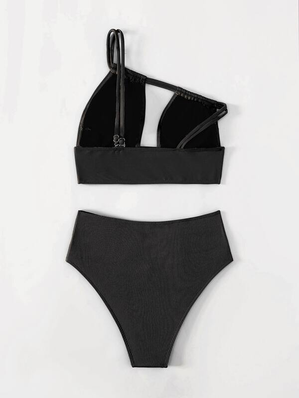Cut Out One Shoulder Ruched High Waist Bikini Swimsuit Shein Usa