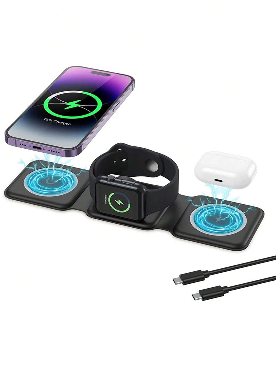 15w Three-In-One Vertical Wireless Charger Compatible With Apple Mobile ...
