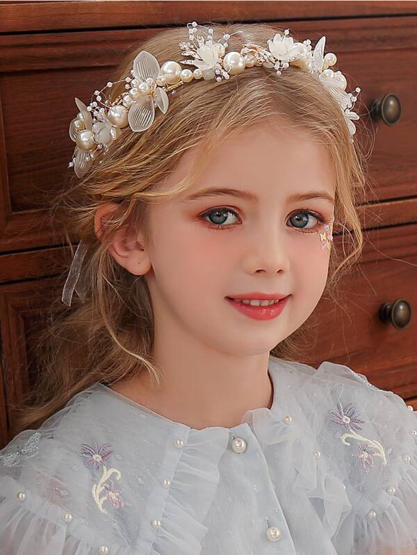 Flower & Faux Pearl Decor Hair Band | SHEIN USA