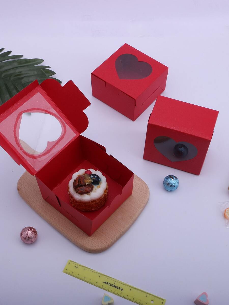 5pcs Paper Packaging Box, Modern Hollow Out Heart Shaped Packaging Box ...