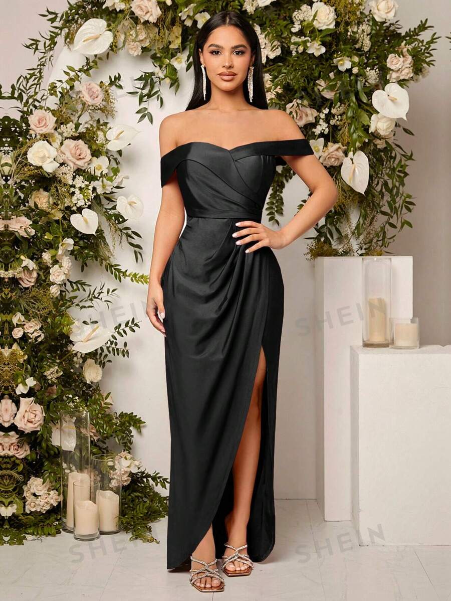 SHEIN Belle Vestido de dama de honor de hombros descubiertos bajo ...