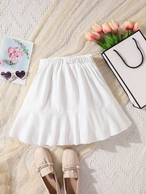 Shein Kids Fanzey Girls Ruched Ruffle Hem Skirt | Shein Usa