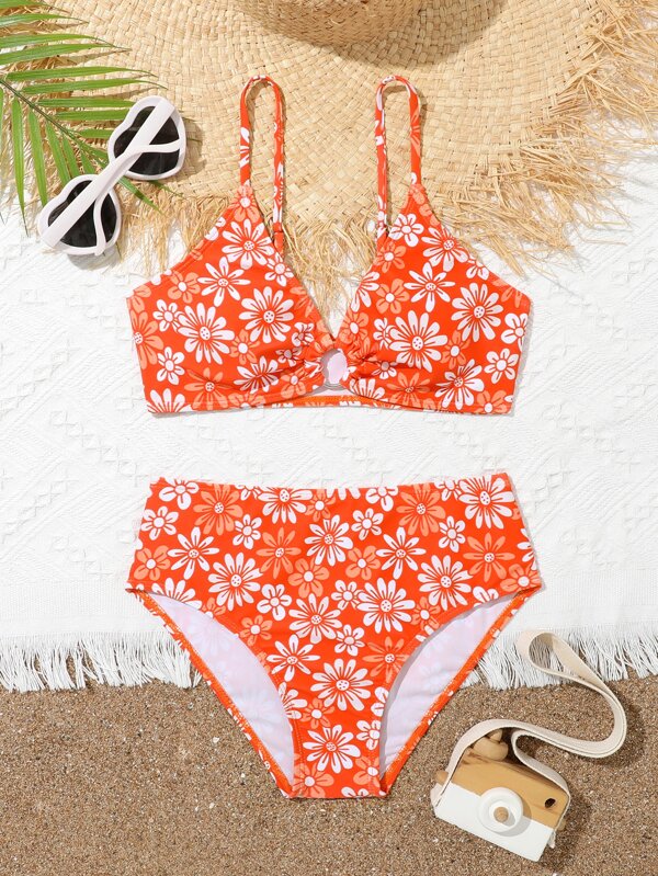 Girls Floral Print Bikini Swimsuit Shein Usa