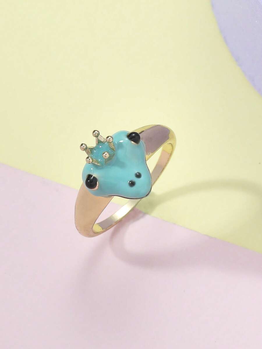 Rhinestone & Cartoon Frog Decor Ring | SHEIN USA
