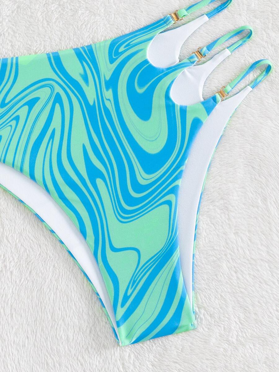All Over Print Cut Out One Shoulder Bikini Swimsuit Shein Usa