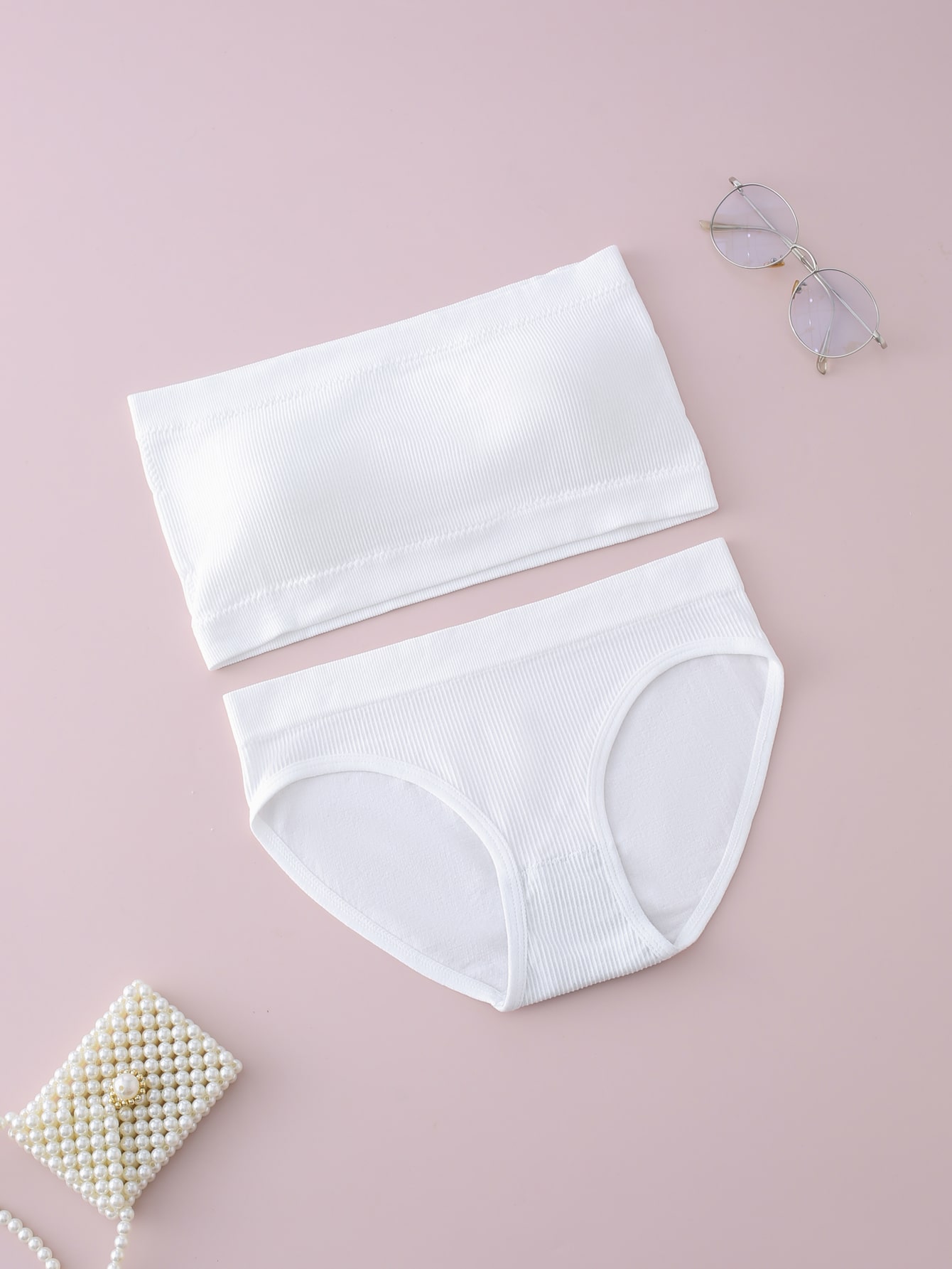 Tween Girl Solid Bandeau Bra & Panty Set | SHEIN USA