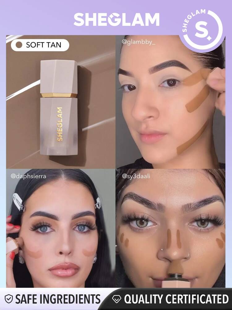 SHEGLAM Sun Sculpt Liquid Contour-Soft Tan Gel Cream Contour Non-Greasy ...