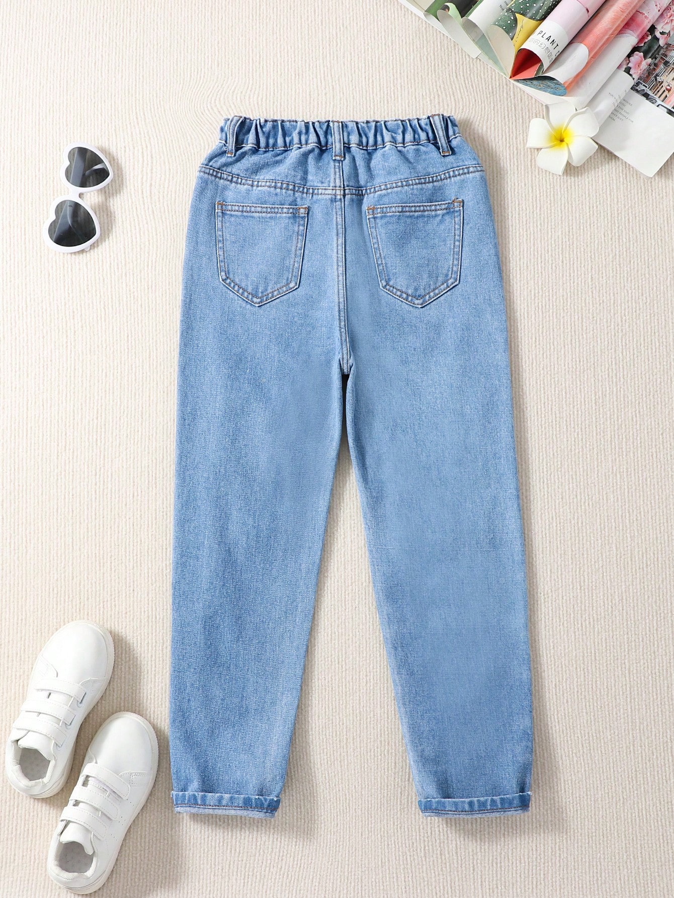 Vaqueros rotos de estilo boho casuales para niña preadolescente ...