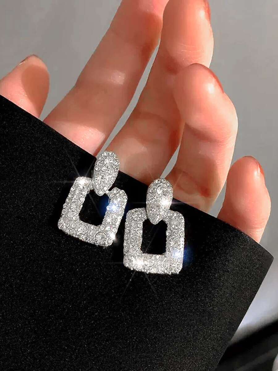 Rhinestone Decor Geometric Drop Earrings | SHEIN USA