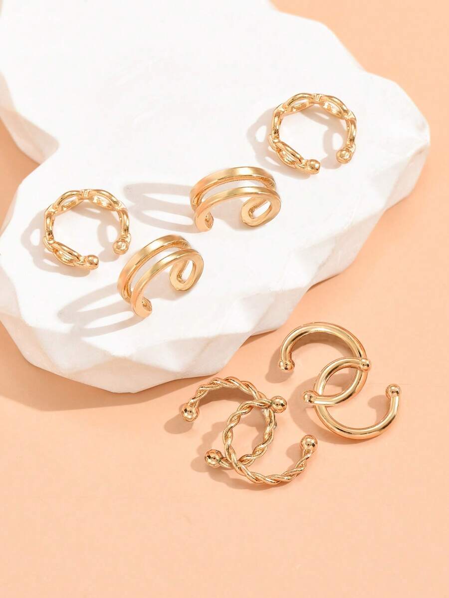 8pcs Chain Design Ear Cuff Copper Jewelry | SHEIN USA