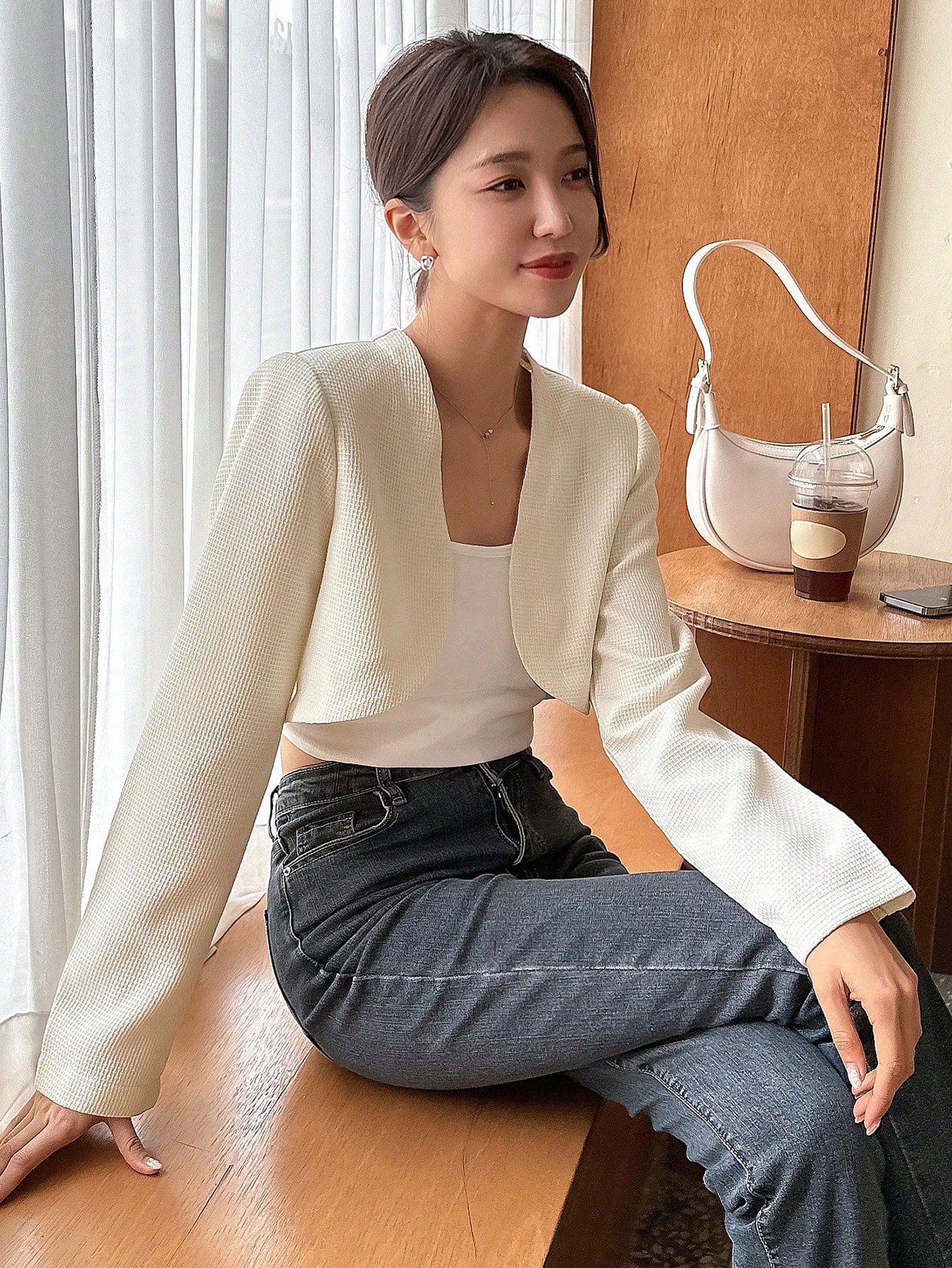 DAZY Solid Open Front Crop Jacket | SHEIN USA