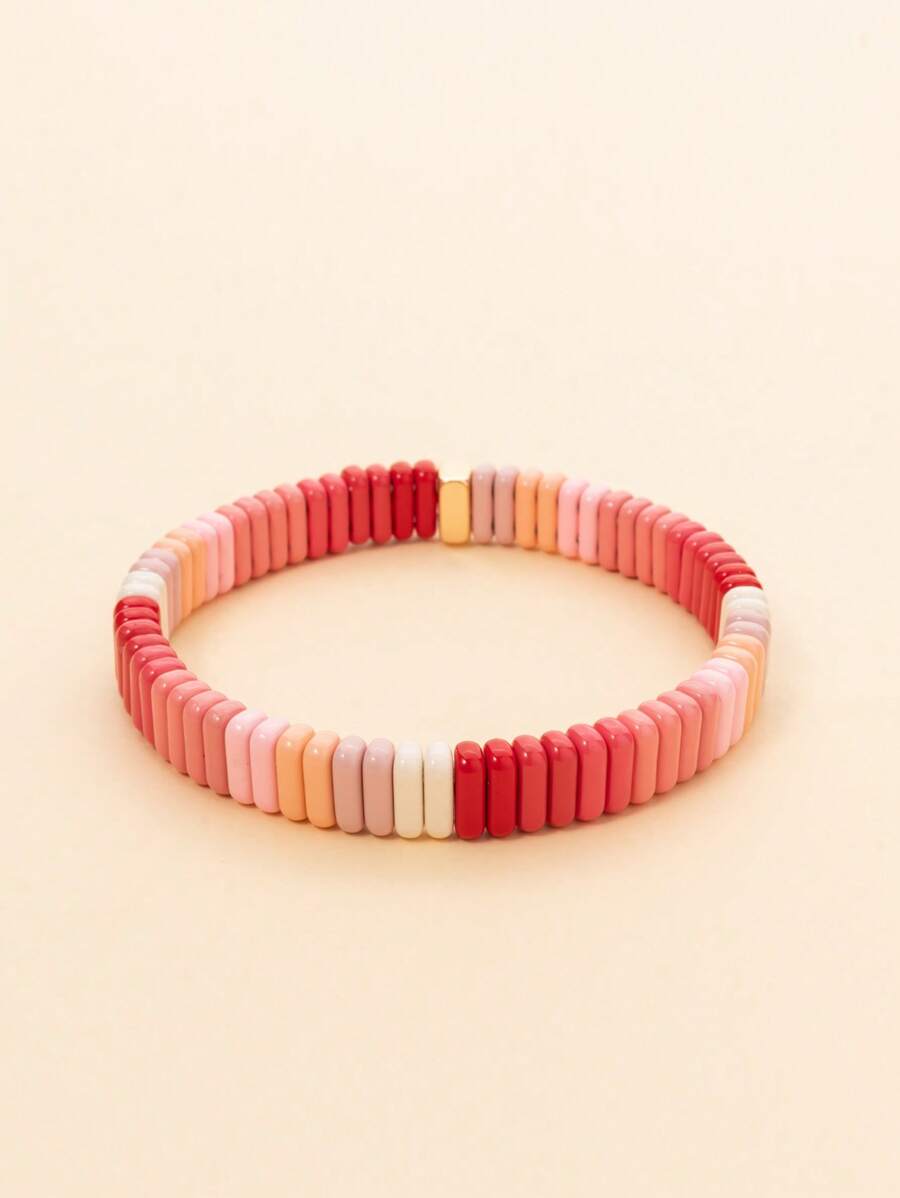 Color Block Beaded Bracelet | SHEIN USA