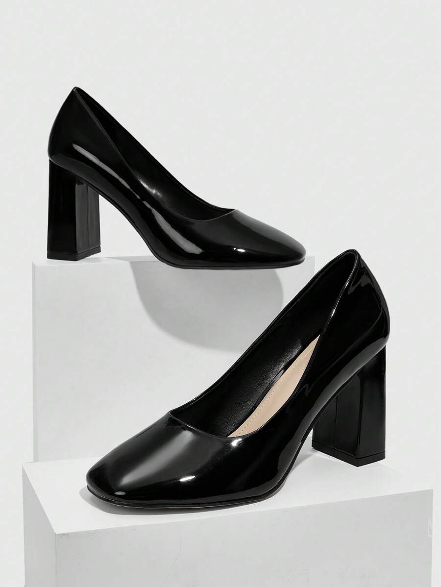 CUCCOO BIZCHIC Women's Shoes Fashion Square Toe Chunky Heeled Court ...