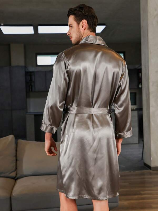 Men Satin Belted Sleep Robe | SHEIN USA