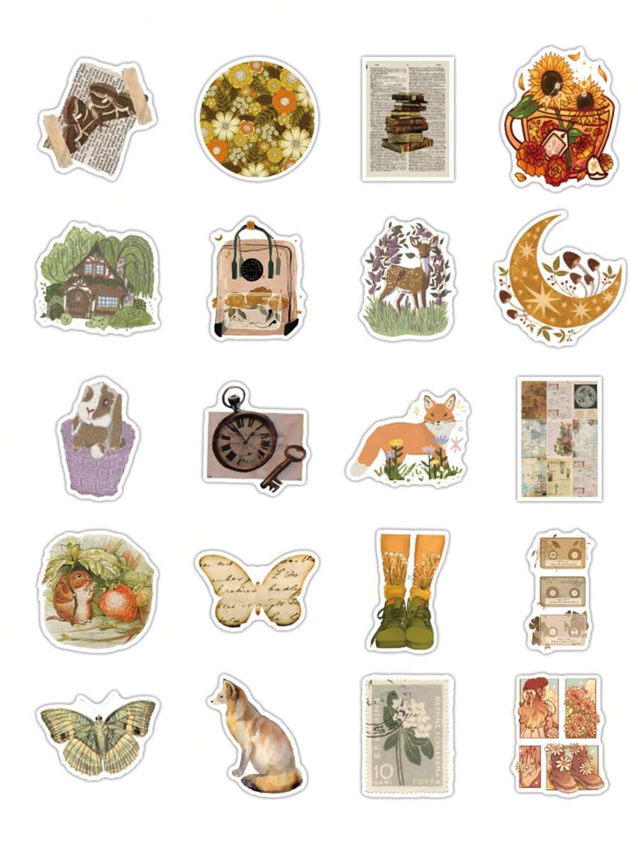 50pcs Mixed Pattern Assorted Sticker, Vintage Multi-purpose Sticker For ...