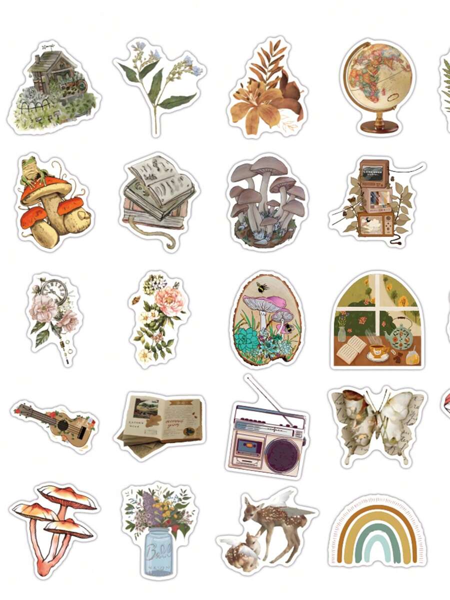 50pcs Mixed Pattern Assorted Sticker, Vintage Multi-purpose Sticker For ...
