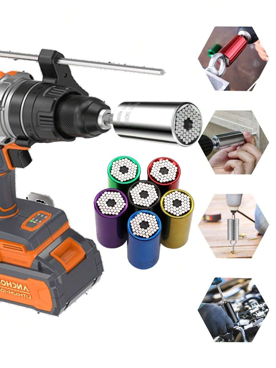 2pcs Multifunction Electric Drill Socket, Red Hadfield Steel Drill ...
