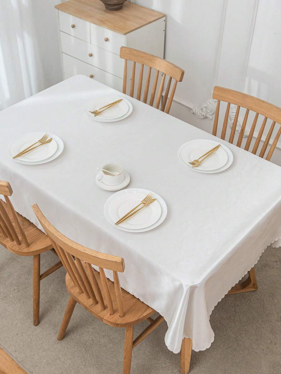 1pc Tablecloth, Furniture Cover, Solid Gray/white Color Rectangle Table ...