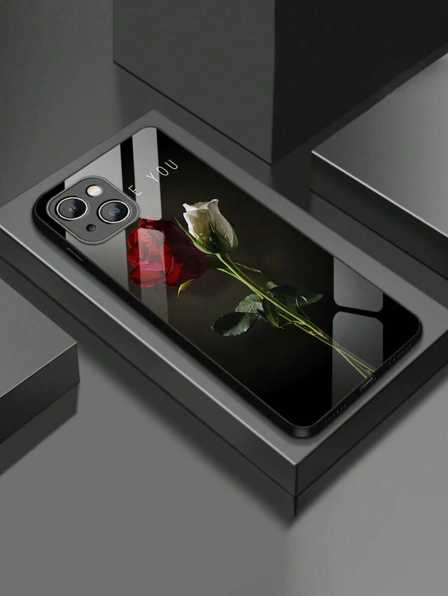 Rose Print Glass Phone Case | SHEIN USA