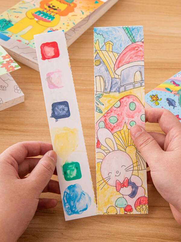1pc Cartoon Graphic Coloring Book With 2pcs Painting Brush, Creative ...