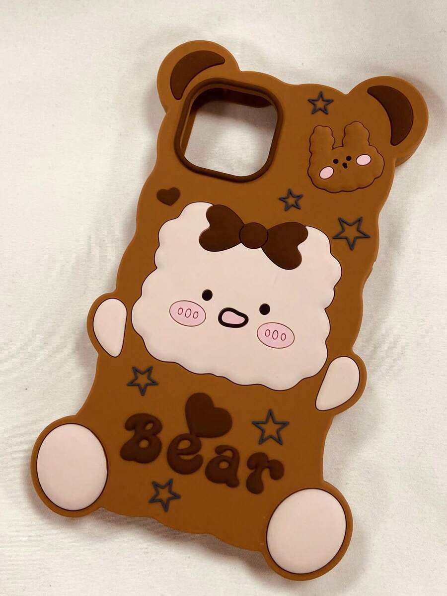 Cute 3d Cartoon Bear Phone Case Compatible With Apple Iphone 14/13pro ...