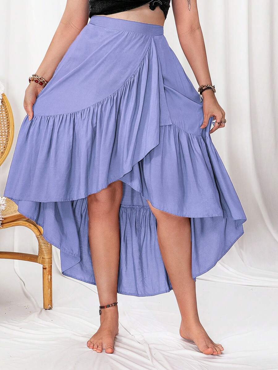 Rusttydustty Plus Ruffle Hem Wrap Skirt | SHEIN USA