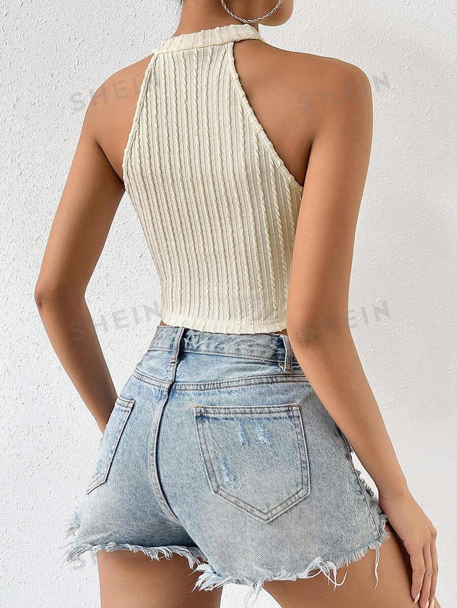 Shein Privé Tassel Trim Halter Top Shein Usa