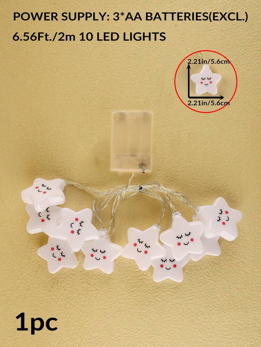 1pc 10 LED 2m Colorful/Yellow Light Star Shaped String Light, Twinkling ...