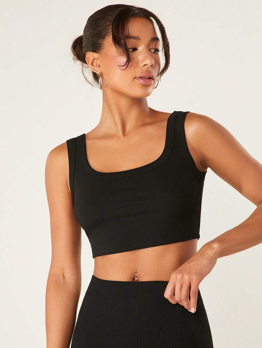 SHEIN BASICS Solid Crop Tank Top | SHEIN USA