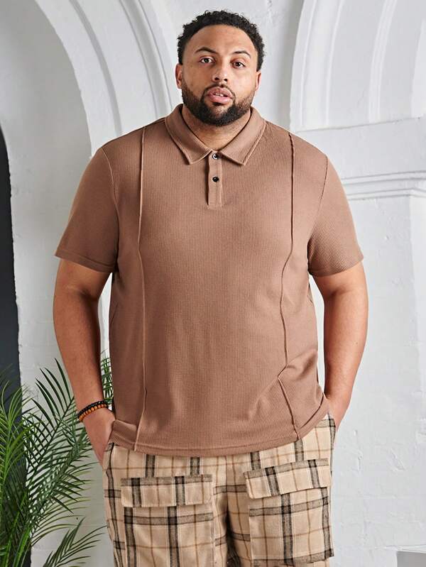 SHEIN Extended Sizes Men Solid Polo Shirt | SHEIN USA