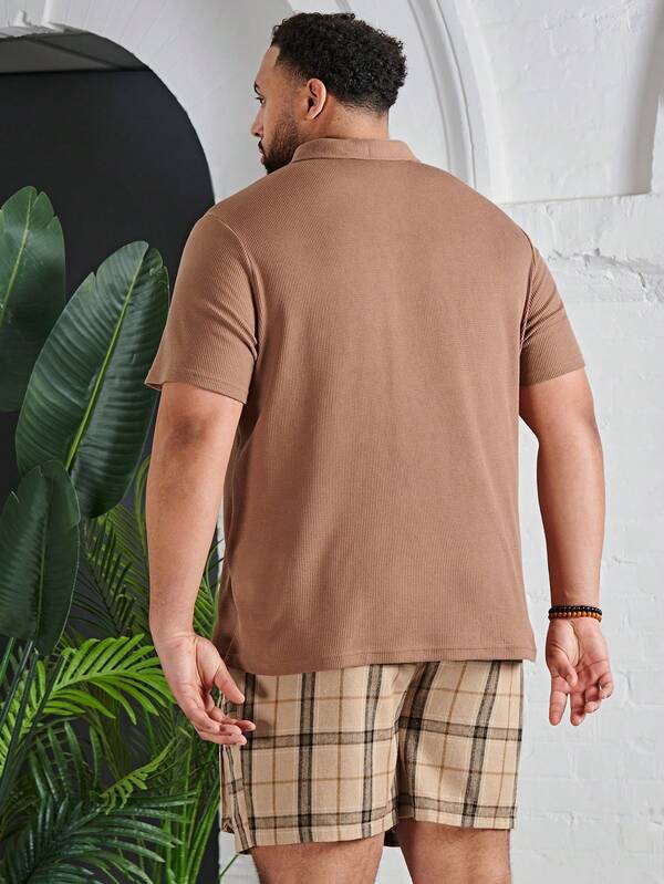 SHEIN Extended Sizes Men Solid Polo Shirt | SHEIN USA