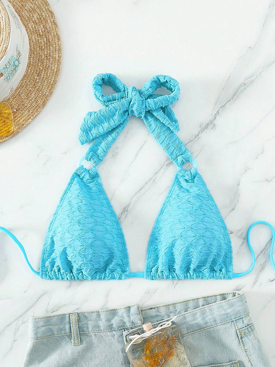 Ring Linked Halter Triangle Bikini Top | SHEIN USA