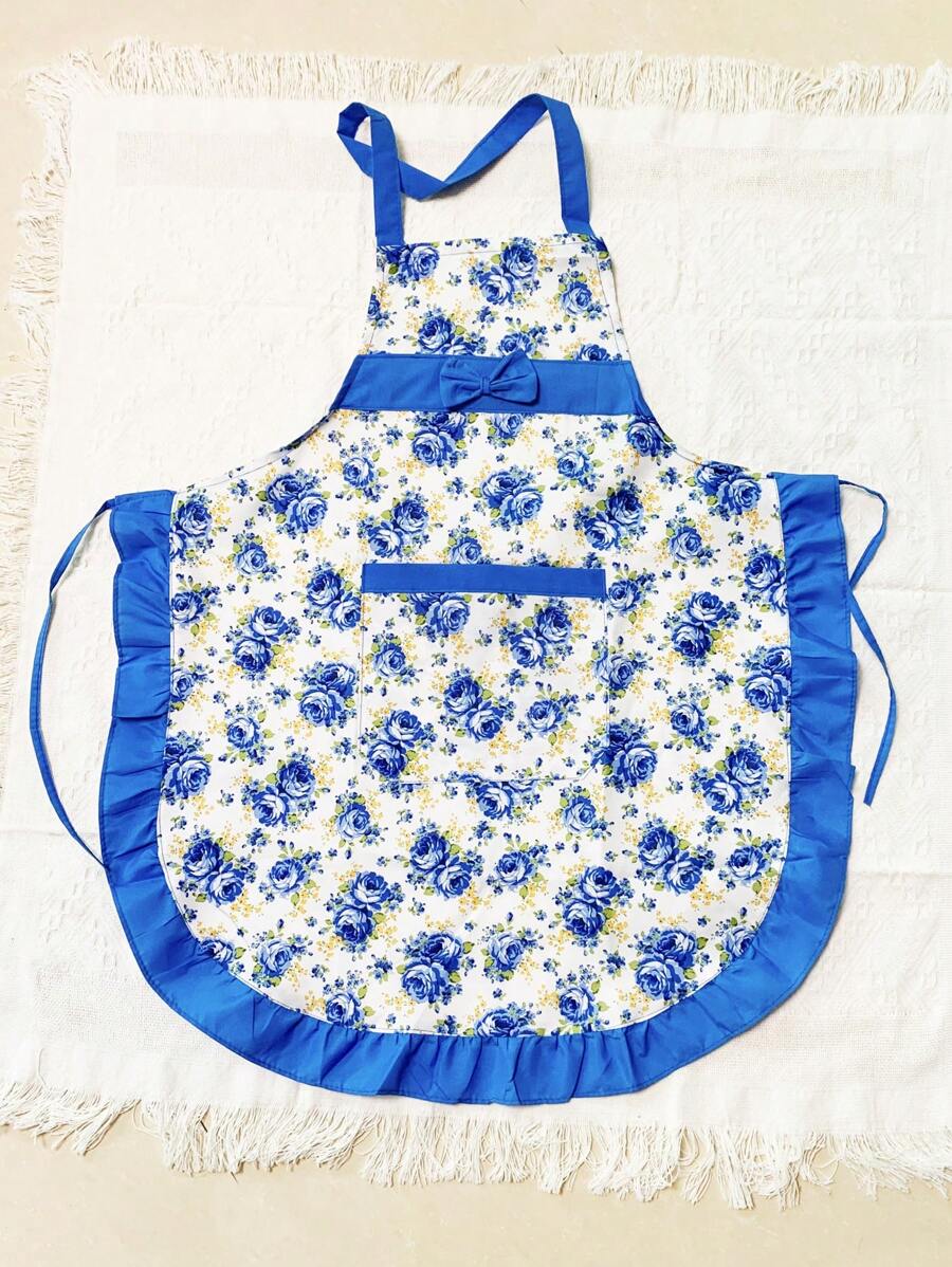1pc Flower Pattern Apron, Polyester Cooking Apron, For Kitchen | SHEIN USA