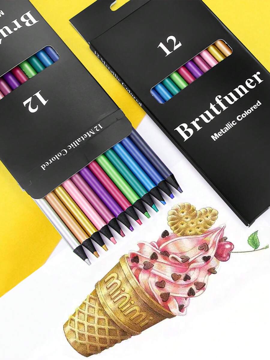 12 pièces métallique coloration crayon basique à usages multiples ...