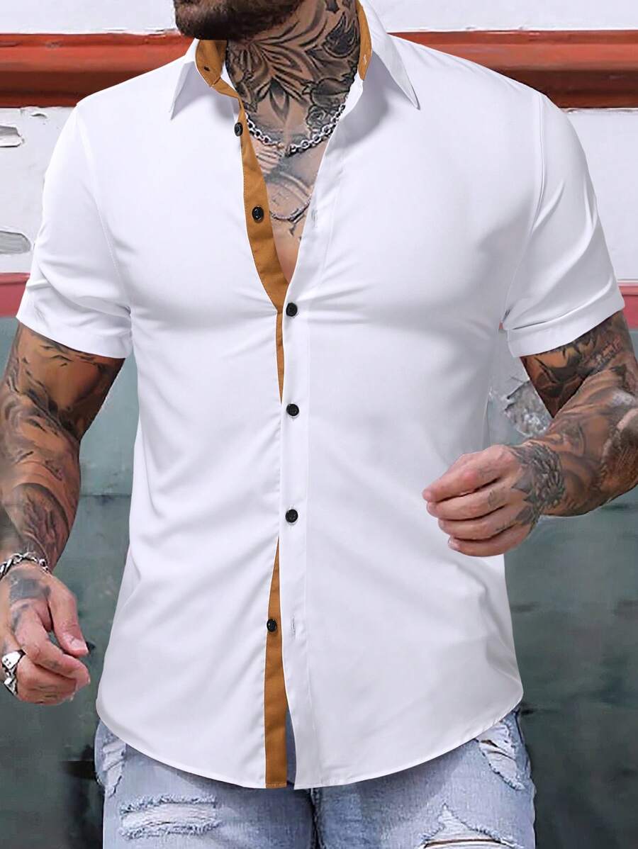 Manfinity Homme Men Button Front Shirt | SHEIN USA