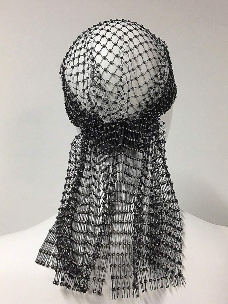 1pc Women Rhinestone Decor Fishnet Glamorous Costume Head Wrap For ...