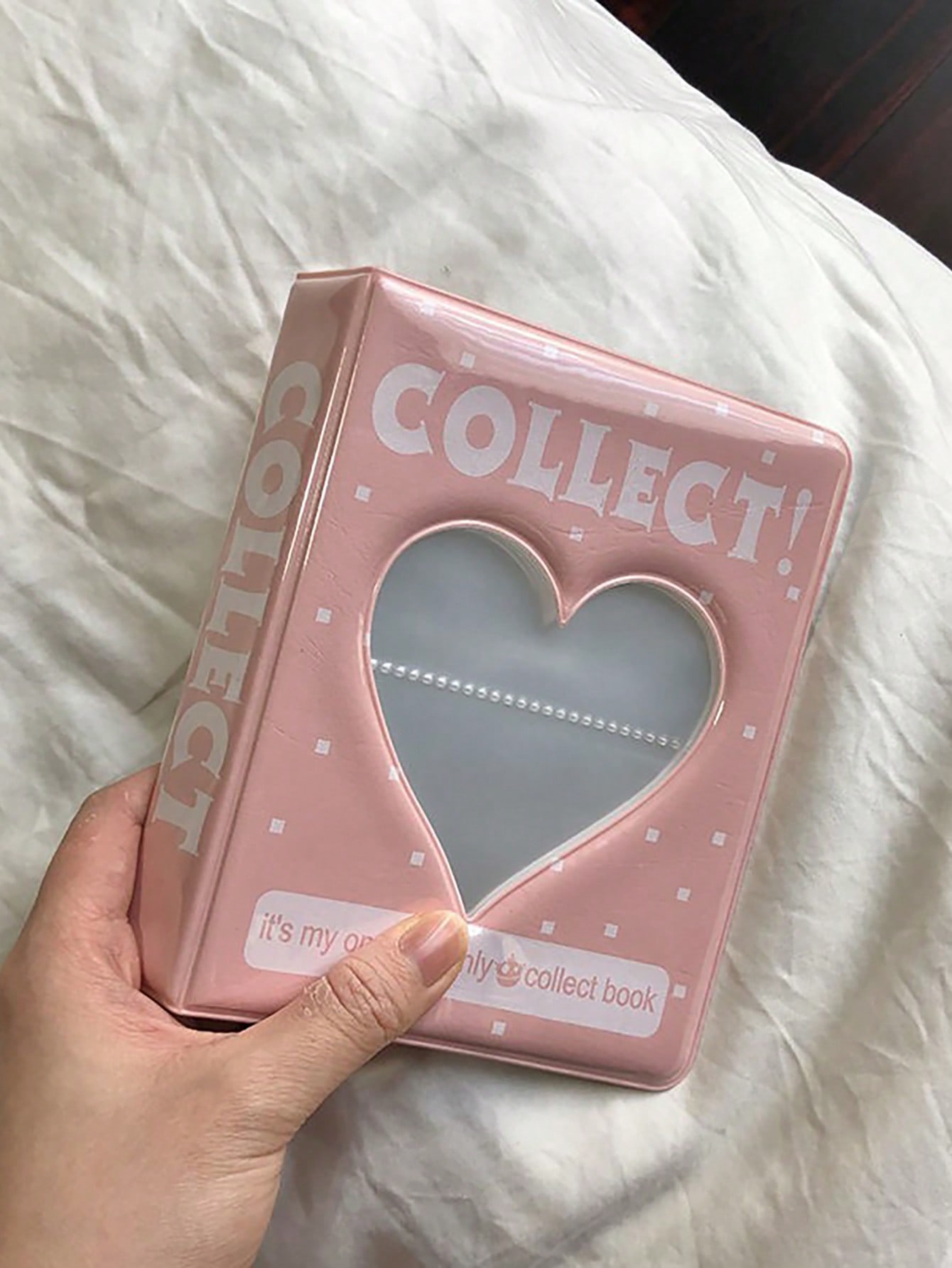 1pc Slogan Graphic Heart Hollow Photo Album, Simple Portable Photo Card ...