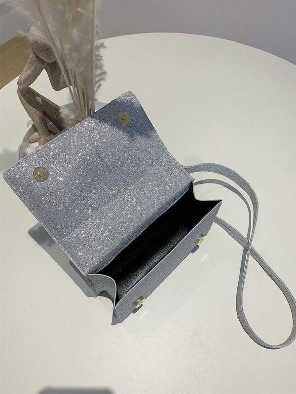 Glitter Bling,Shiny Glamorous,Elegant,Exquisite Mini Flap Square Bag Glitter Embossed Detail ...