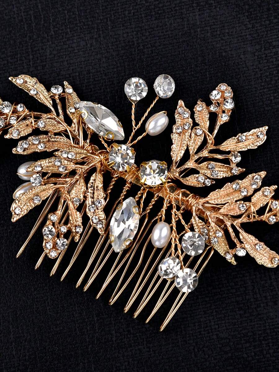 1pc Bridal Alloy & Rhinestone Hair Comb Accessory Suitable For Weddings ...