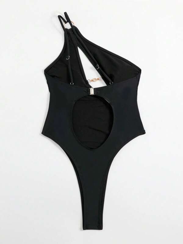 Cut Out One Shoulder One Piece Swimsuit Shein Usa