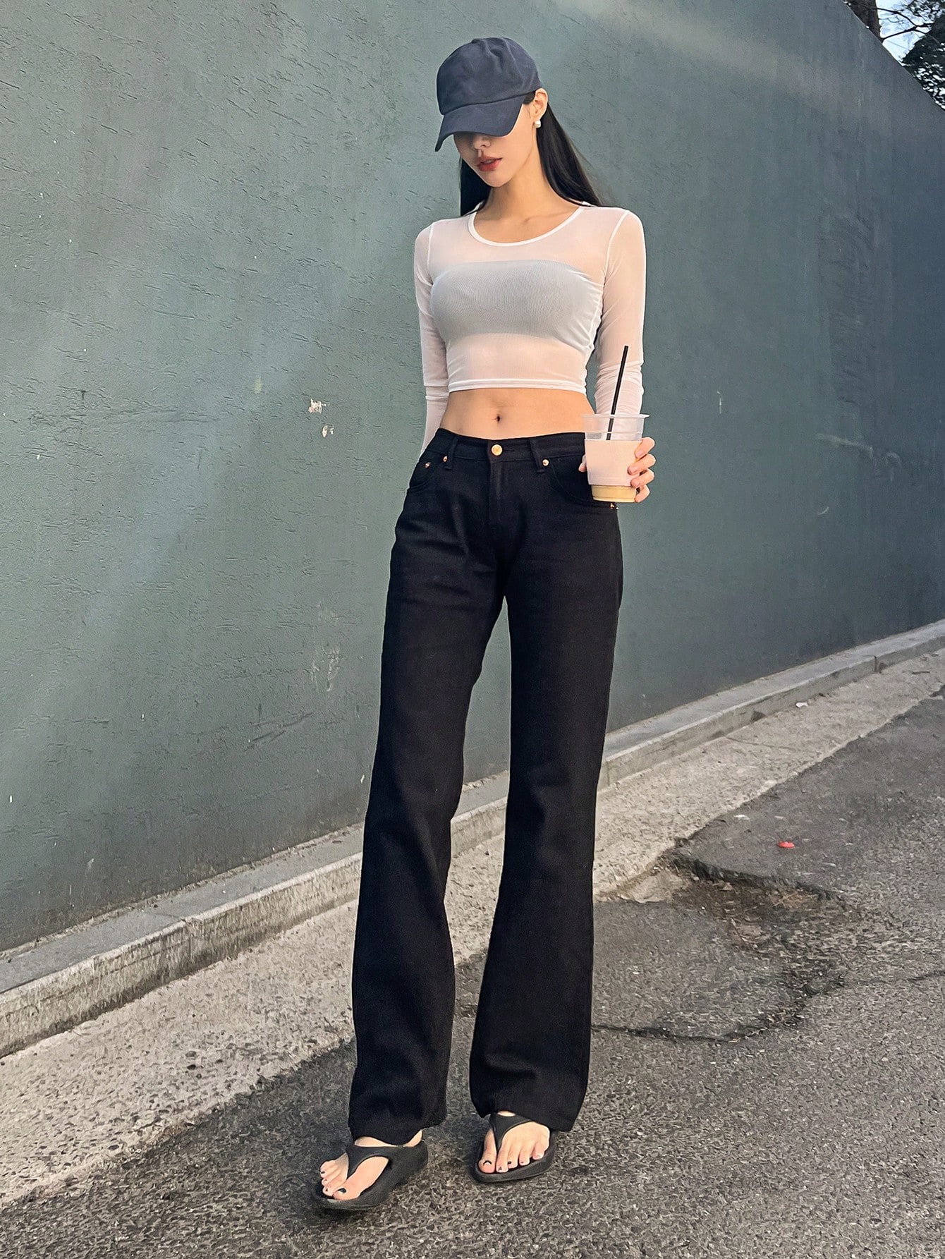 Dazy Solid Crop Sheer Top Without Tube Top Shein Eur