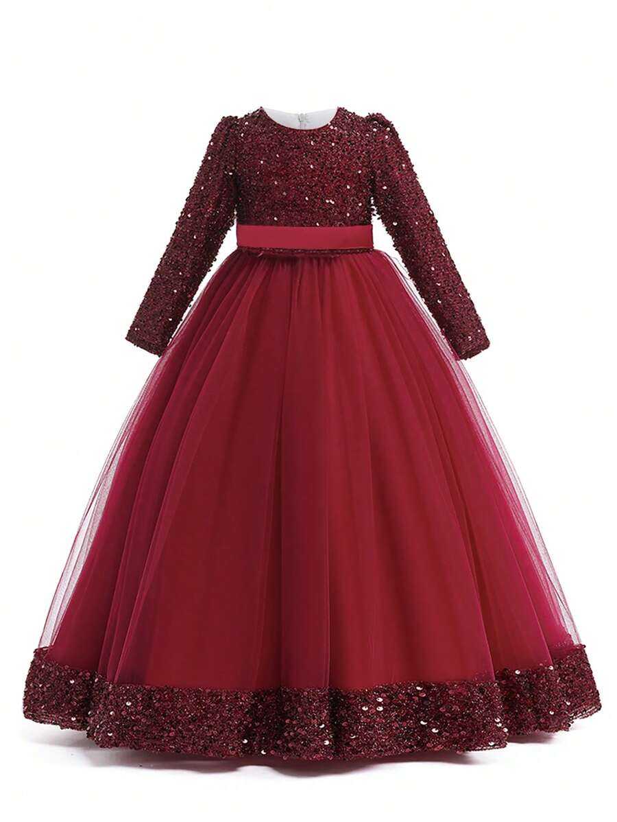 Tween Girls' Formal Dress Long Glitter Tulle Satin Party Dress, Perfect ...