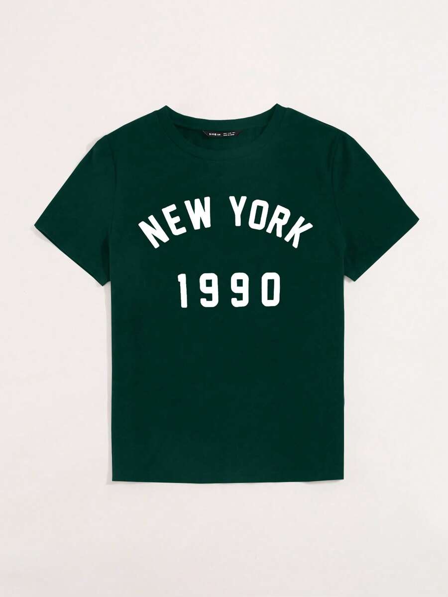 Camiseta Con Estampado De Letra Moda De Mujer Shein México
