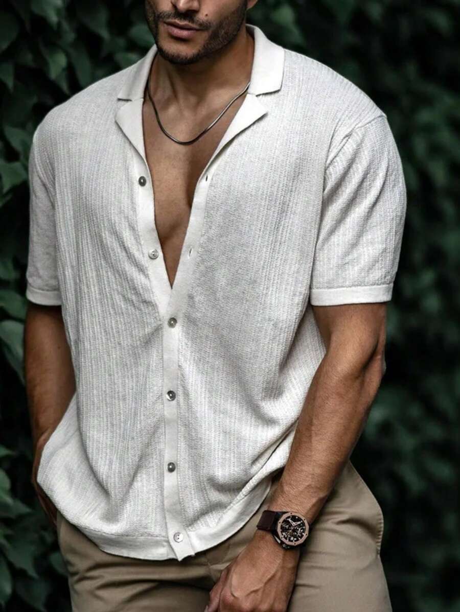 Men Solid Button Front Knit Top | SHEIN USA