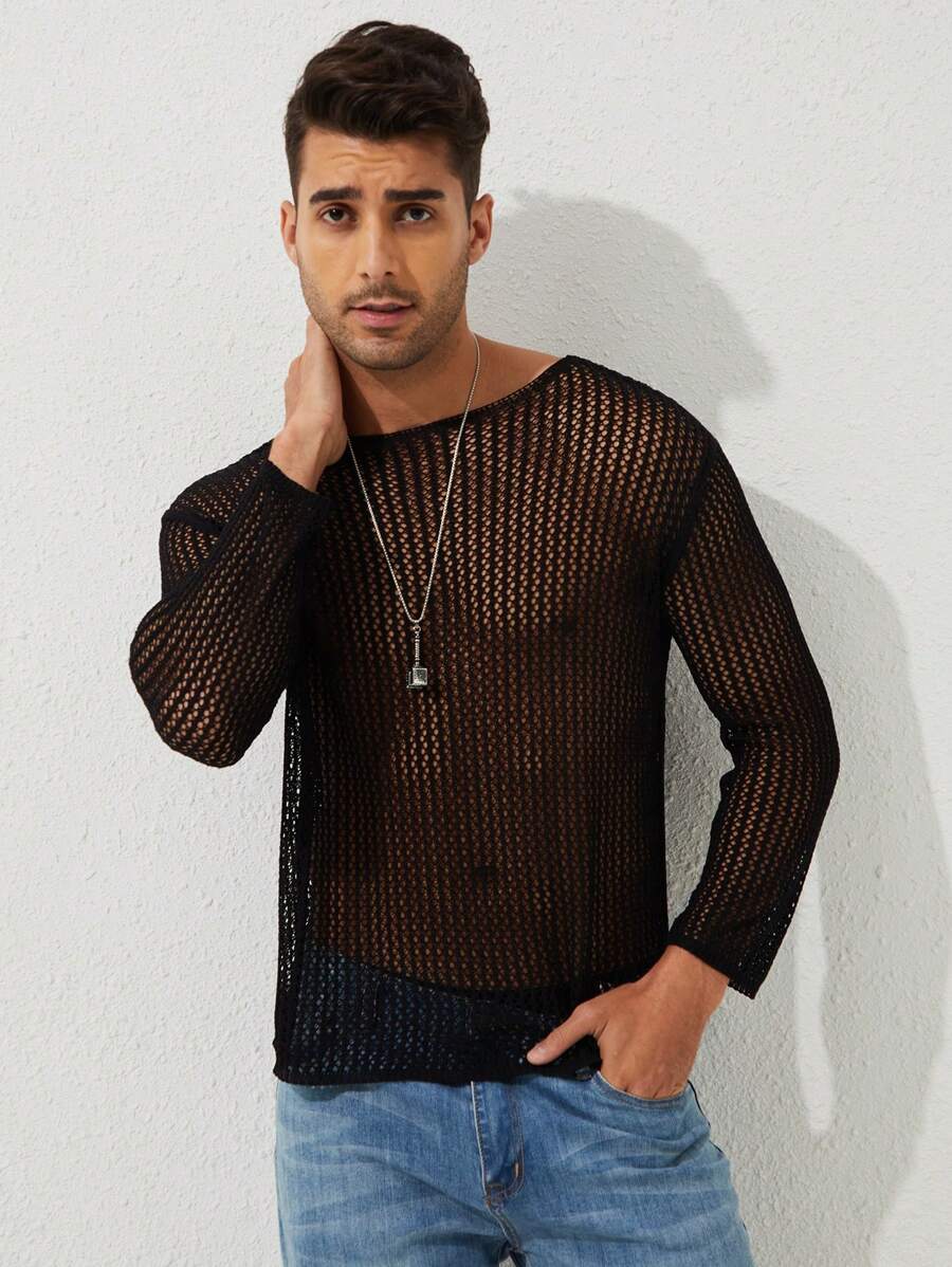 Men Solid Sheer Tee | SHEIN USA