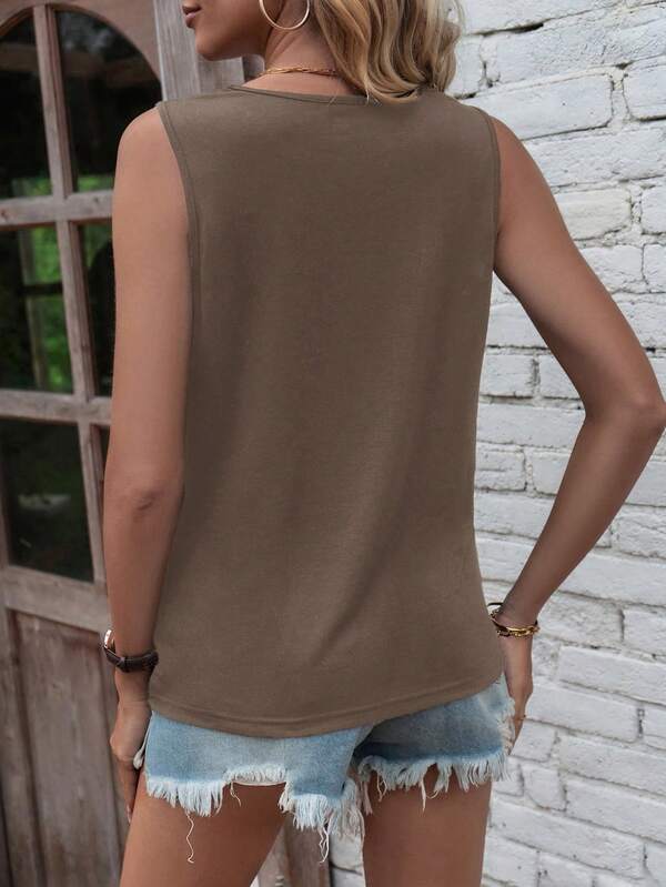 Cut Out Twist Hem Ripped Tank Top | SHEIN USA