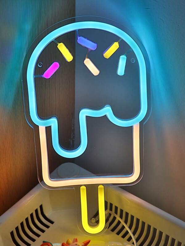 1pc Popsicle Shaped Neon Light, Creative PS Ice Cream Design LED Neon ...