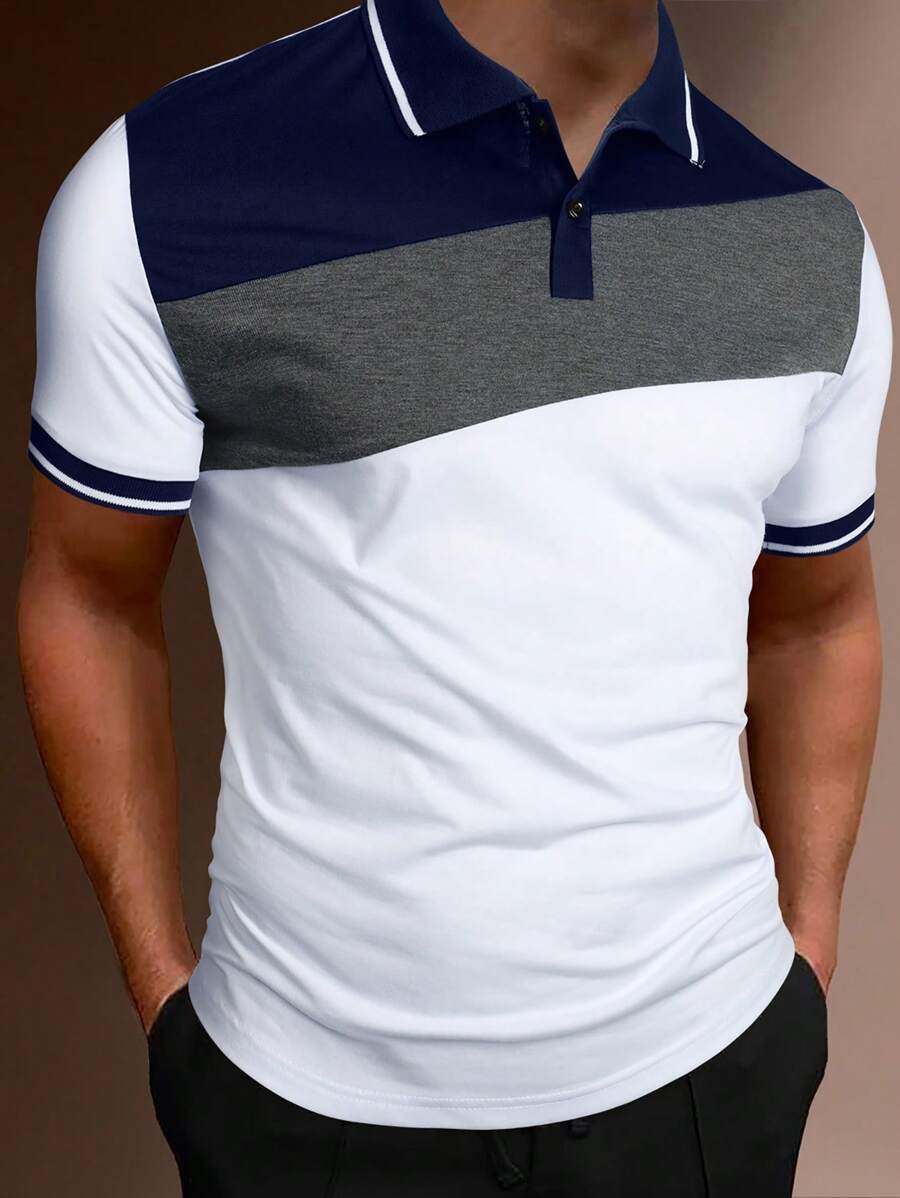 Manfinity Homme Men Color Block Contrast Trim Polo Shirt | SHEIN USA